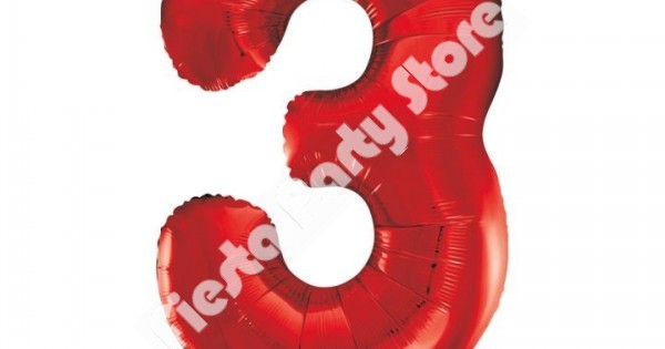 Red Number 3 Balloon Giant 34 Inch Helium Foil Number Balloons