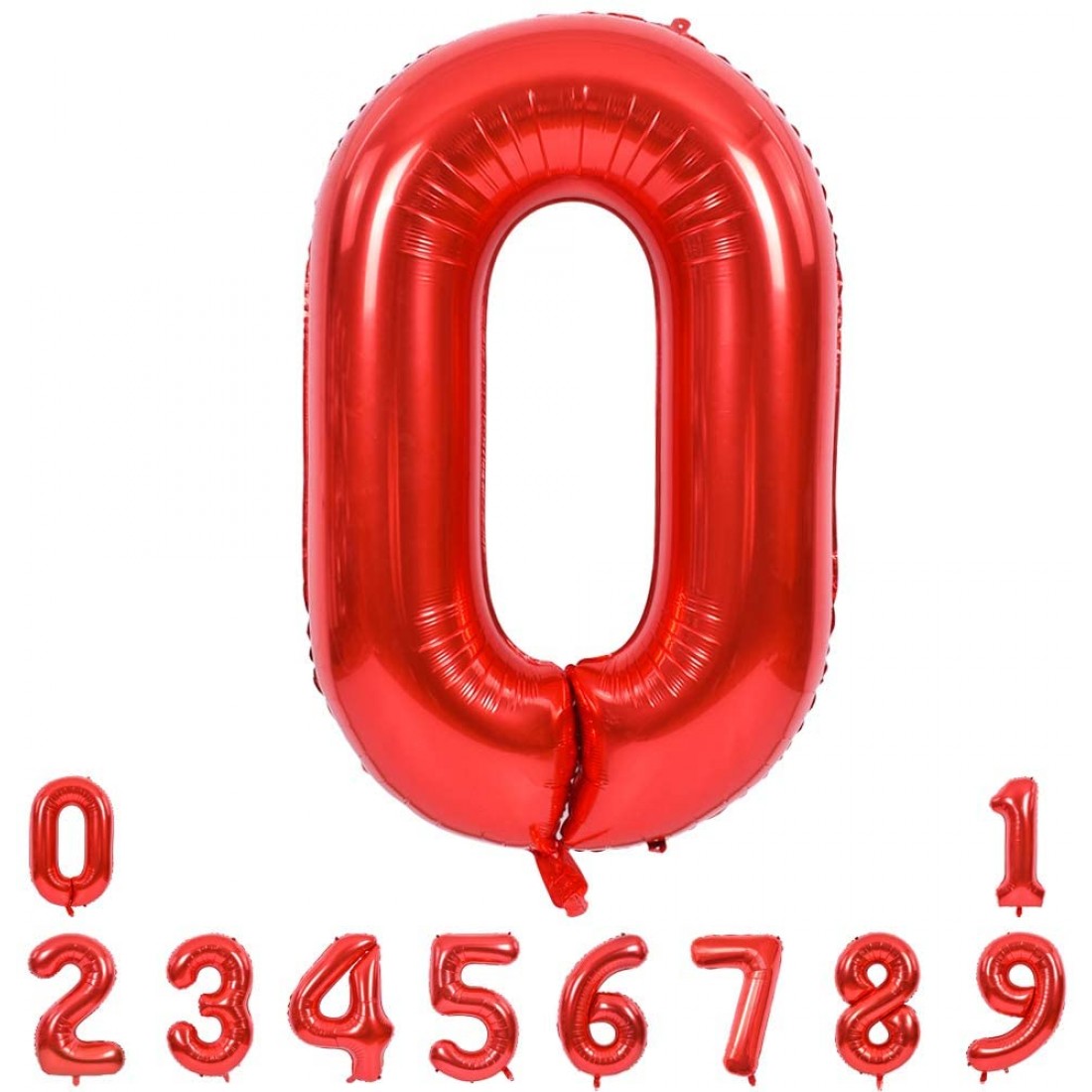 Red Number 0 Balloon Giant 34 Inch Helium Foil Number Balloon